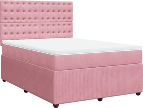 Box spring postel s matrací růžová 140x190 cm samet 3292351