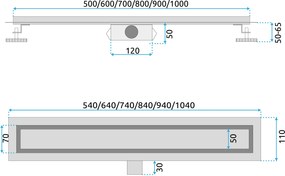 Rea Neox, odtokový žlab 50 cm, zlatá lesklá, REA-G2560