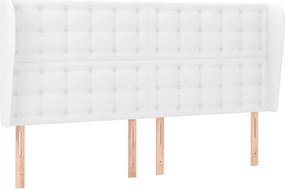 Čelo postele typu ušák bílá 183x23x118/128 cm umělá kůže 3118059