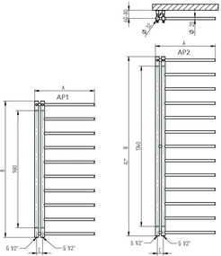 PMH Apollo L koupelnový radiátor 500 x 1140 mm černá lesk AP1B-L
