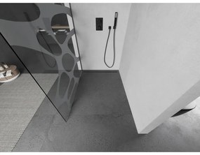 Mexen Kioto L, sprchová zástěna Walk-In 110 x 200 cm, 8mm čiré sklo bílý vzor, ​​grafitový profil, 800-110-103-66-97