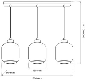 Lustr na lanku SOMBRA 3xE27/60W/230V béžová