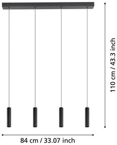 Černé LED závěsné svítidlo s kovovým stínidlem ALMUDAINA – EGLO
