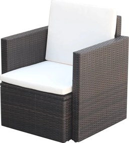 vidaXL Zahradní židle s poduškami a polštáři polyratan [42668] Barva: Hnědá