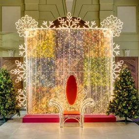 Easy Fix LED světelný závěs venkovní, 100 × 300 cm, teple bílá, 300 diod, bílý kabel, IP67, prodlužovací