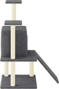 Škrabadlo pro kočky se sisalovými sloupky tmavě šedé 110 cm 172039