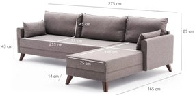 Hanah Home Designová pohovka BELLA hnědá pravá 275 cm 825BLC2584
