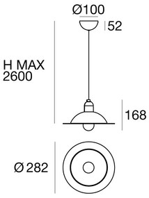 Stilnovo 8984 Lampiatta, retro černé závěsné svítidlo, 1x7W LED E27, prům. 28,2cm