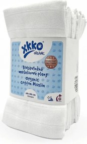 XKKO Organic Dětské pleny z biobavlny Organic 60 x 60 cm Staré časy 10 ks bílé Xkko