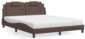 Postel Viana s matrací hnědá 160 x 200 cm umělá kůže 3208805