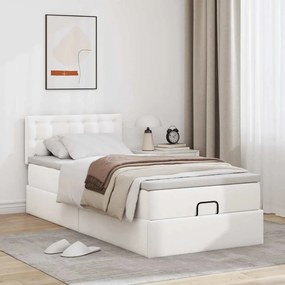 Osmanský rám postele s matrací čistě bílý 90x190 cm umělá kůže 3312128