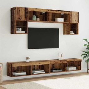 TV nástěnné jednotky s LED 6 ks Staré dřevo Kompozitní dřevo 3402962