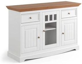 Massive home | Belluno Elegante bílá komoda 3D2S z masivu s dubovou deskou