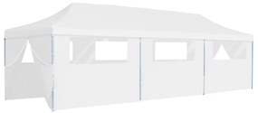 vidaXL Skládací nůžkový stan s 8 bočními stěnami 3 x 9 m bílý