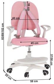 Kondela Rostoucí židle s podnoží a šlemi, růžová / bílá, ANAIS