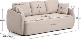 Béžová žinylková rozkládací pohovka 218 cm Laira – Kave Home