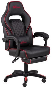 Regulowany fotel gamingowy z podnóżkiem Czarno czerwone WISHY