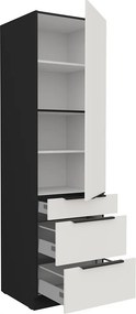 ARIA wb | vysoká skříňka 60 DKS-210 3S1F potravinová | UNI DVÍŘKA | 60 cm | PREMIUM BOX | černá/bílá