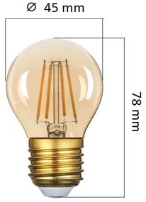 Stmívatelná retro LED žárovka E27 4W 320lm G45 extra teplá, filament,  ekvivalent 30W