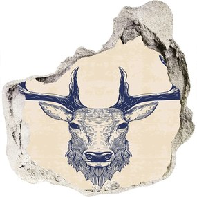 Wallmuralia Díra 3D fototapeta na stěnu Hlava jelena 75x75 cm