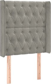 Čelo postele typu ušák světle šedé 83x16x118/128 cm samet 3119946