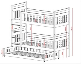 Legno Dětská patrová postel Oliva šedá Rozměr (cm): 80x160