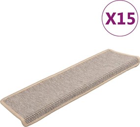 Schodové rohože 15 ks 65 x 21 x 4 cm stříbrné s obdélníkovým okrajem 326907