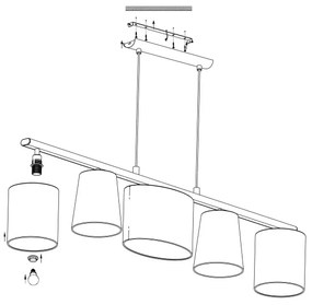 Eglo 98588 - Lustr na lanku ALMEIDA 5xE14/25W/230V