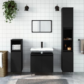 3dílný set koupelnového nábytku černý kompozitní dřevo,  3190276