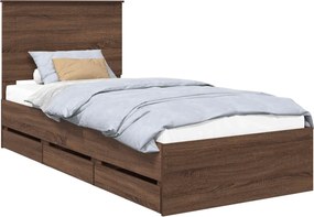 Rám postele se zásuvkou Hnědý dub 90 x 200 cm Inženýrské dřevo 3409509