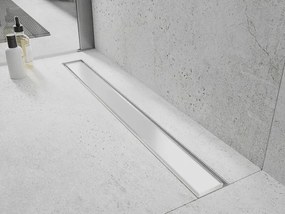Mexen Flat nerezový sprchový žlab 60 cm vzor bílé sklo, 1027060-15