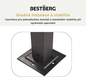 Zahradní pergola s LED solárním osvětlením BestBerg BBGG-50 / 300 x 300 x 215 cm / šedá