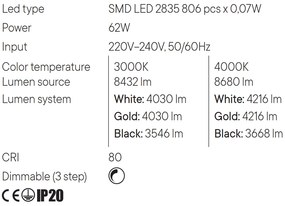 Černé stropní světlo Redo FEBE 01-2861/ LED 62W/3000K-4000K