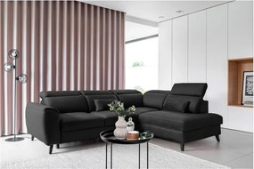 Tmavě šedá sametová rozkládací/s úložným prostorem rohová pohovka (pravý roh/do L) Noble – ELTAP