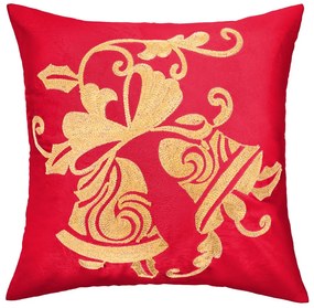 Spod Ig?y i Nitki Vánoční povlak na polštář 45x45 Bells red gold BN23