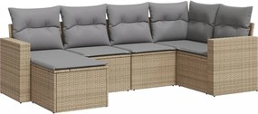 6dílná zahradní sedací souprava s poduškami béžová polyratan 3251596