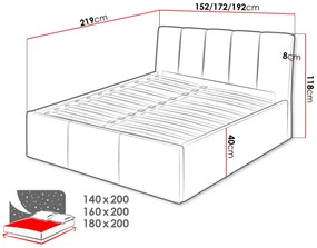Čalouněná manželská postel 160x200 TRALEE - světlá šedá