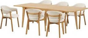 House Nordic Jídelní set stolu DARWIN a 6 židlí DUNKIRK světlý 7771009-S