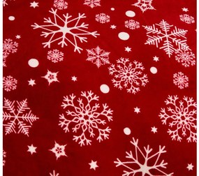 Sada mikroplyšového povlečení SNOWFALL červené + prostěradlo mikroplyš SOFT 90x200 cm bílé, jednolůžko