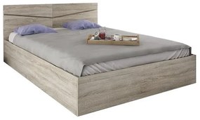 Dřevěná postel Arkadia 140x200 cm, dub sonoma, bez matrace