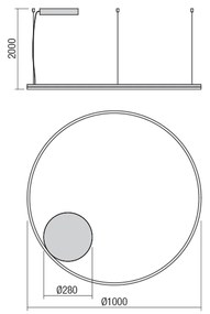 Redo 01-1917 závěsné LED stmívatelné svítidlo Orbit bronz, 68W, 4000K, ø100cm