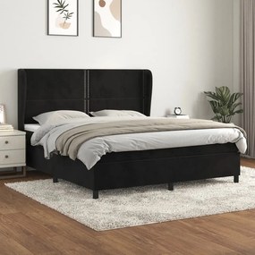 Box spring postel s matrací černá 160x200 cm samet,  3129161