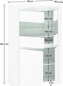 Tempo Kondela Vitrína LINDY 2D2W, bílý lesk