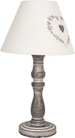 Šedá stolní lampička se srdíčkem Shabby - Ø 23*40 cm E27/max 1*40W