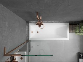 Mexen Next L, 1-křídlová vanová zástěna 70 x 150 cm, 6mm čiré sklo, růžové zlato profil, 895-070-000-03-00-60