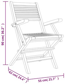 Skládací zahradní židle 8 ks 55x62x90 cm masivní teakové dřevo,  3155069