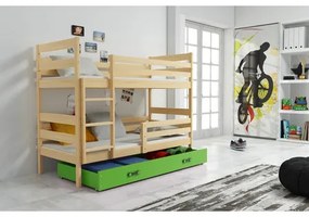 Dětská patrová postel ERYK 190x80 cm Zelená Borovice