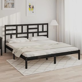 Rám postele černý masivní dřevo 200 x 200 cm,  3105974