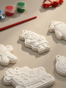 Sinsay - Vánoční sada sádrových závěsných dekorací k malování s barvami a štětcem 11 pack - vícebarevná
