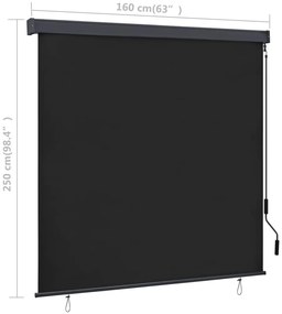 vidaXL Marketos Venkovní roleta 160 x 250 cm antracitová